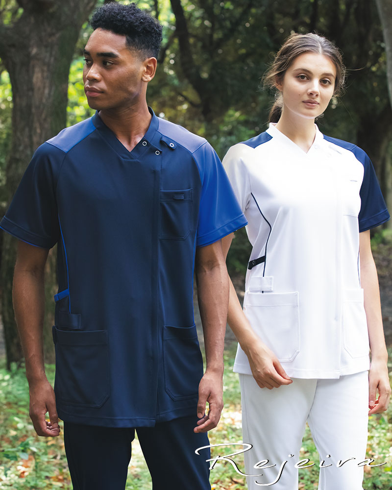 KAZEN KZN713 スクラブジャケット半袖（男女兼用） 5740円｜医療白衣のメディコレ！