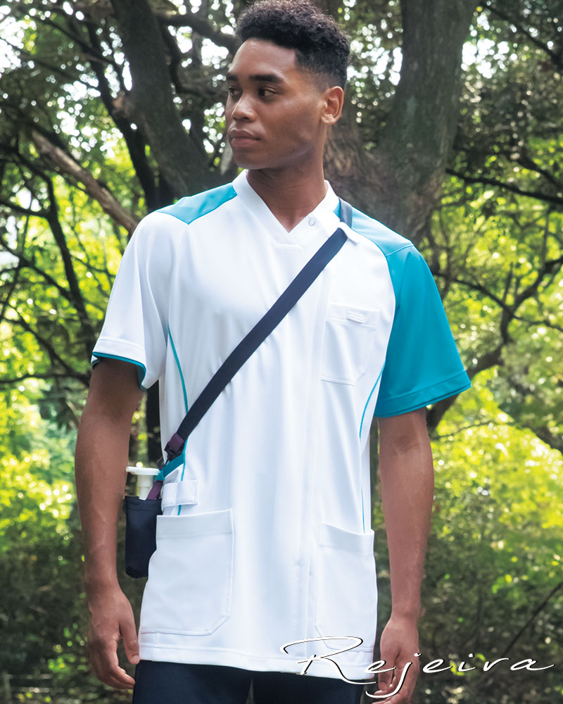 KAZEN KZN713 スクラブジャケット半袖（男女兼用） 5740円｜医療白衣のメディコレ！