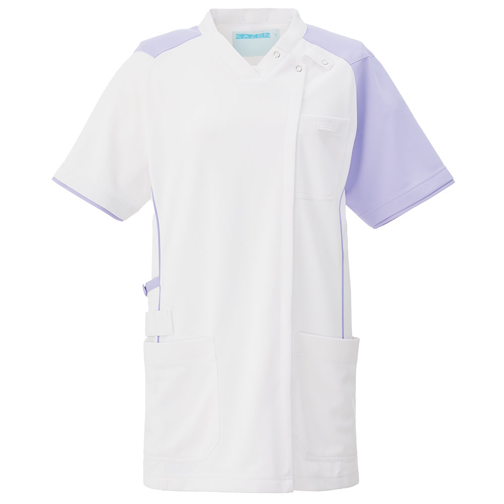 KAZEN KZN713 スクラブジャケット半袖（男女兼用） 5740円｜医療白衣のメディコレ！