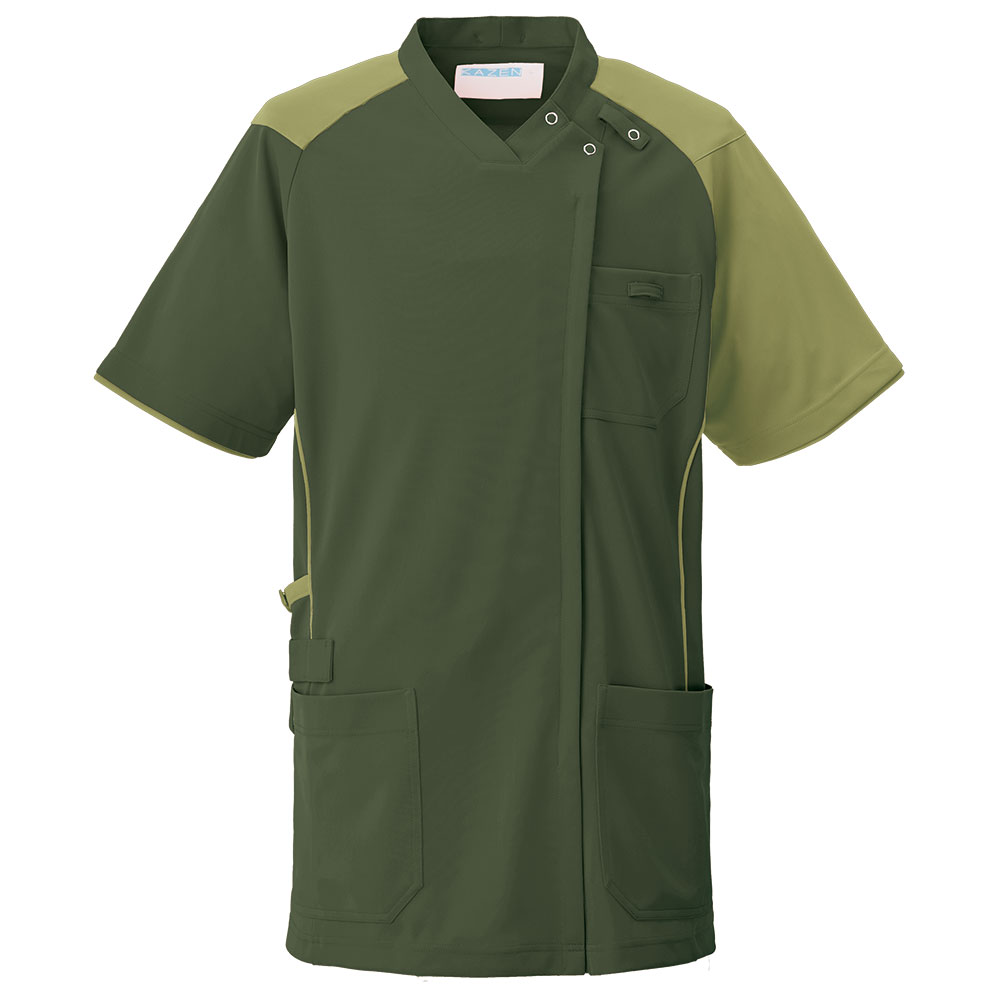 KAZEN KZN713 スクラブジャケット半袖（男女兼用） 5740円｜医療白衣のメディコレ！