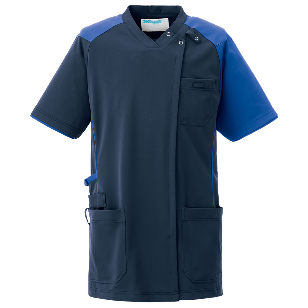 KAZEN KZN713 スクラブジャケット半袖（男女兼用） 5740円｜医療白衣のメディコレ！