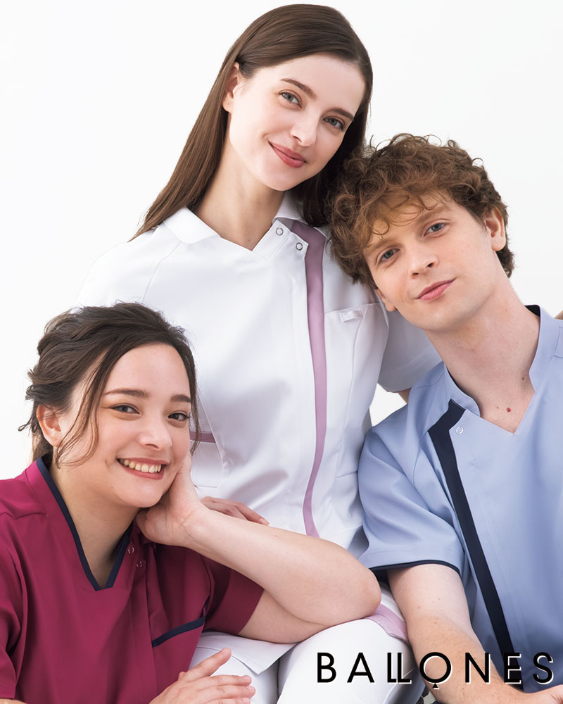 KAZEN KZN703 レディススクラブジャケット半袖（衿付） 5740円｜医療白衣のメディコレ！