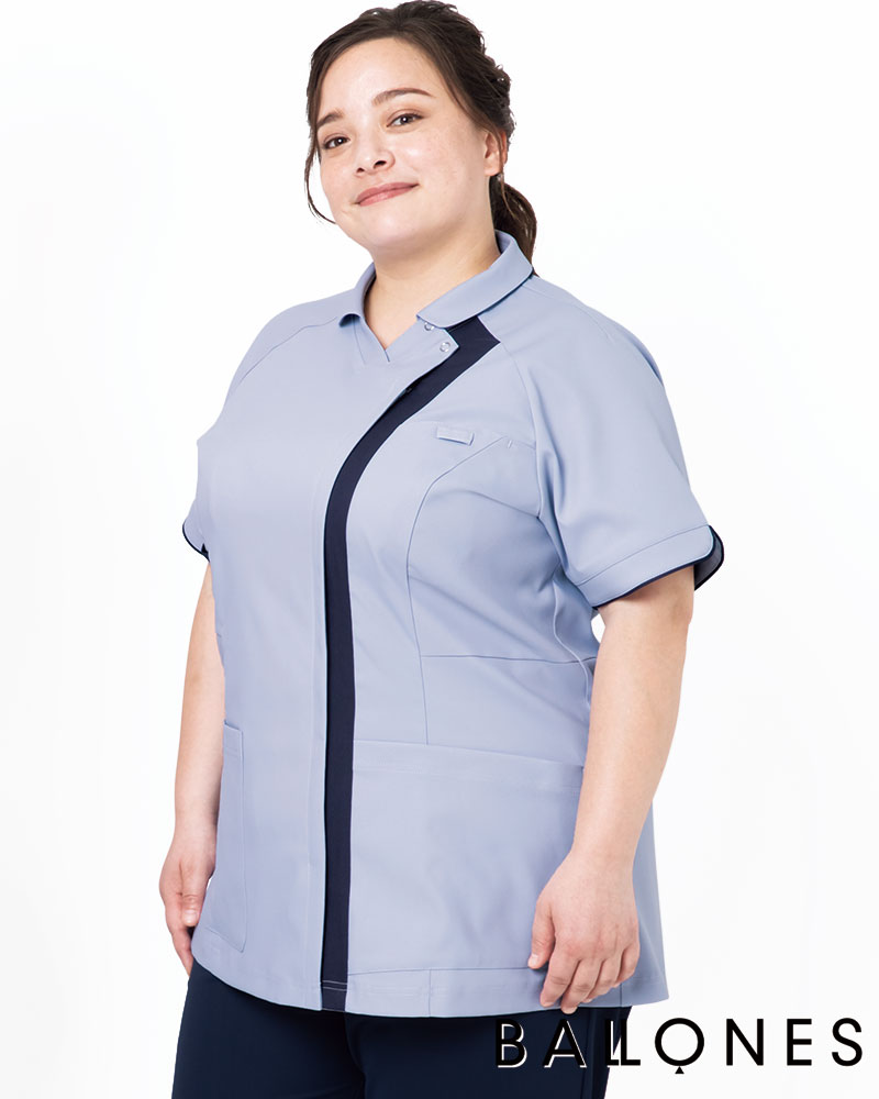 KAZEN KZN703 レディススクラブジャケット半袖（衿付） 5740円｜医療白衣のメディコレ！