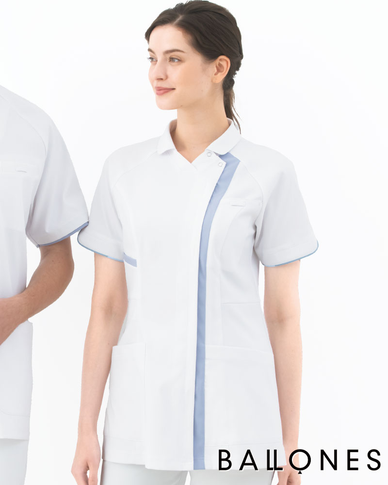 KAZEN KZN703 レディススクラブジャケット半袖（衿付） 5740円｜医療白衣のメディコレ！