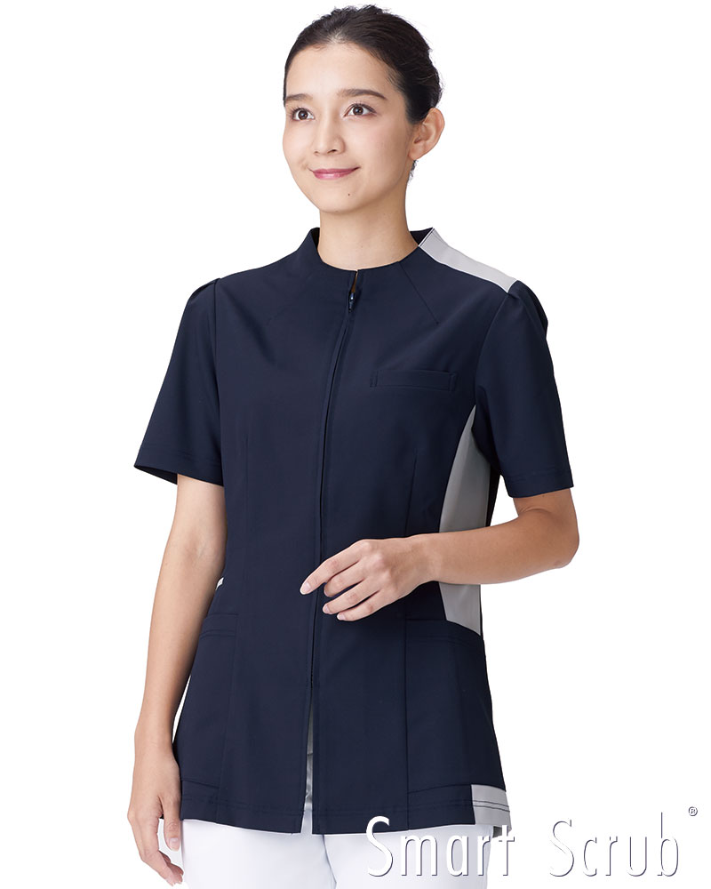 KAZEN 764 レディスジャケット半袖 4900円｜医療白衣のメディコレ！