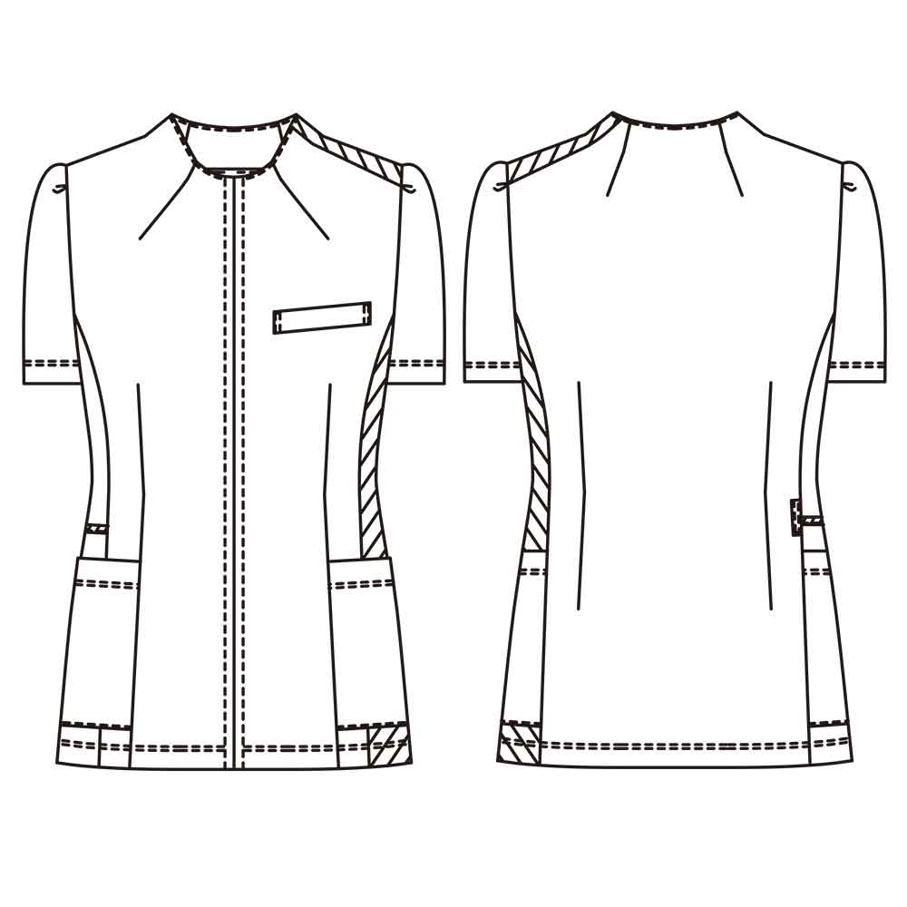 KAZEN 764 レディスジャケット半袖 4900円｜医療白衣のメディコレ！