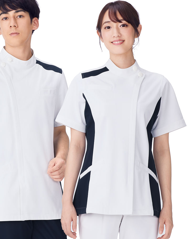 KAZEN 084 レディスジャケット半袖 5110円｜医療白衣のメディコレ！