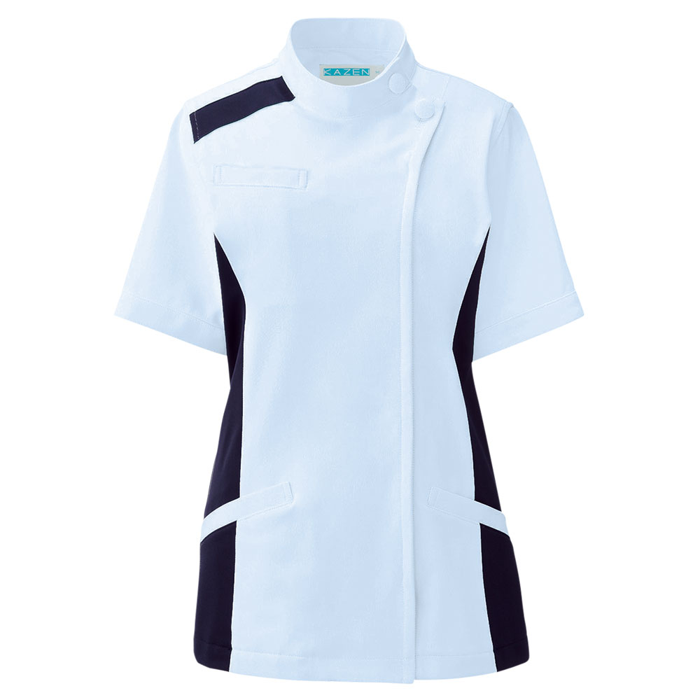 KAZEN 084 レディスジャケット半袖 5110円｜医療白衣のメディコレ！