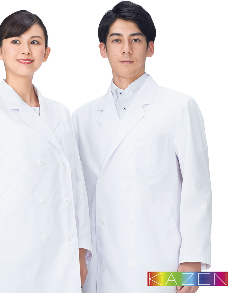 KAZEN 115 メンズ診察衣ダブル型長袖 3570円｜医療白衣のメディコレ！