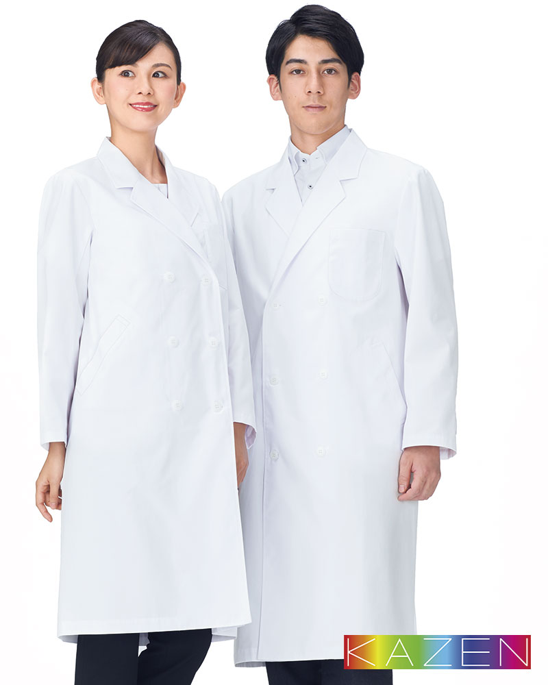 KAZEN 115 メンズ診察衣ダブル型長袖 3570円｜医療白衣のメディコレ！