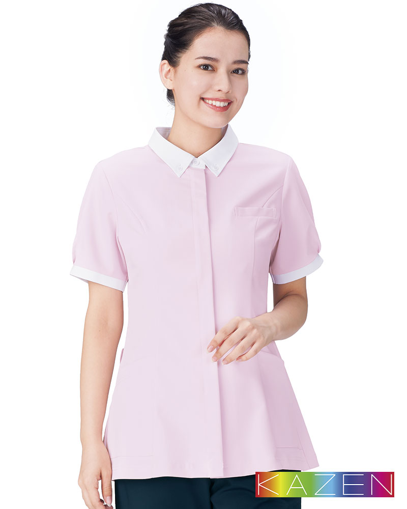 KAZEN 773 レディスジャケット半袖 5180円｜医療白衣のメディコレ！