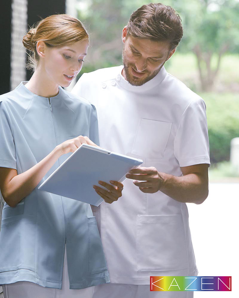 KAZEN 762 ジャケット半袖（男女兼用） 4620円｜医療白衣のメディコレ！