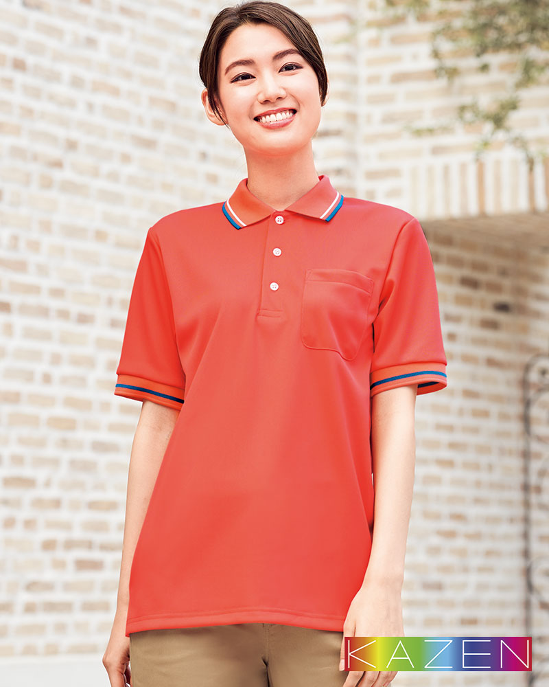 KAZEN 236 ライン入りポロシャツ 3500円｜医療白衣のメディコレ！